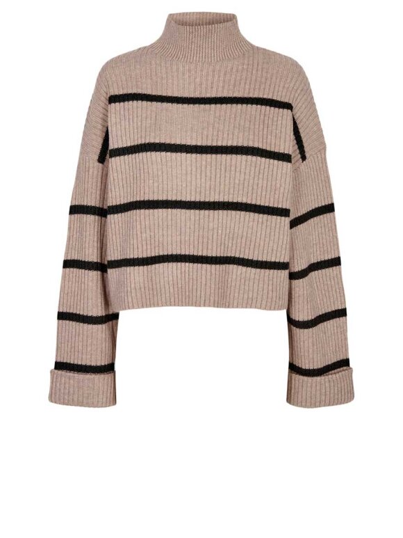 A'POKE - CoCouture Row Stripe Box Crop Knit Champagne