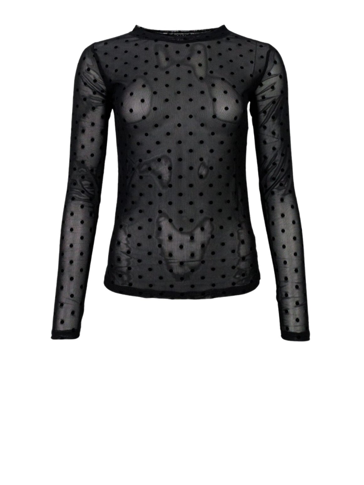 A'POKE - Black Colour JENNIE DOTTED MESH BLOUSE Black